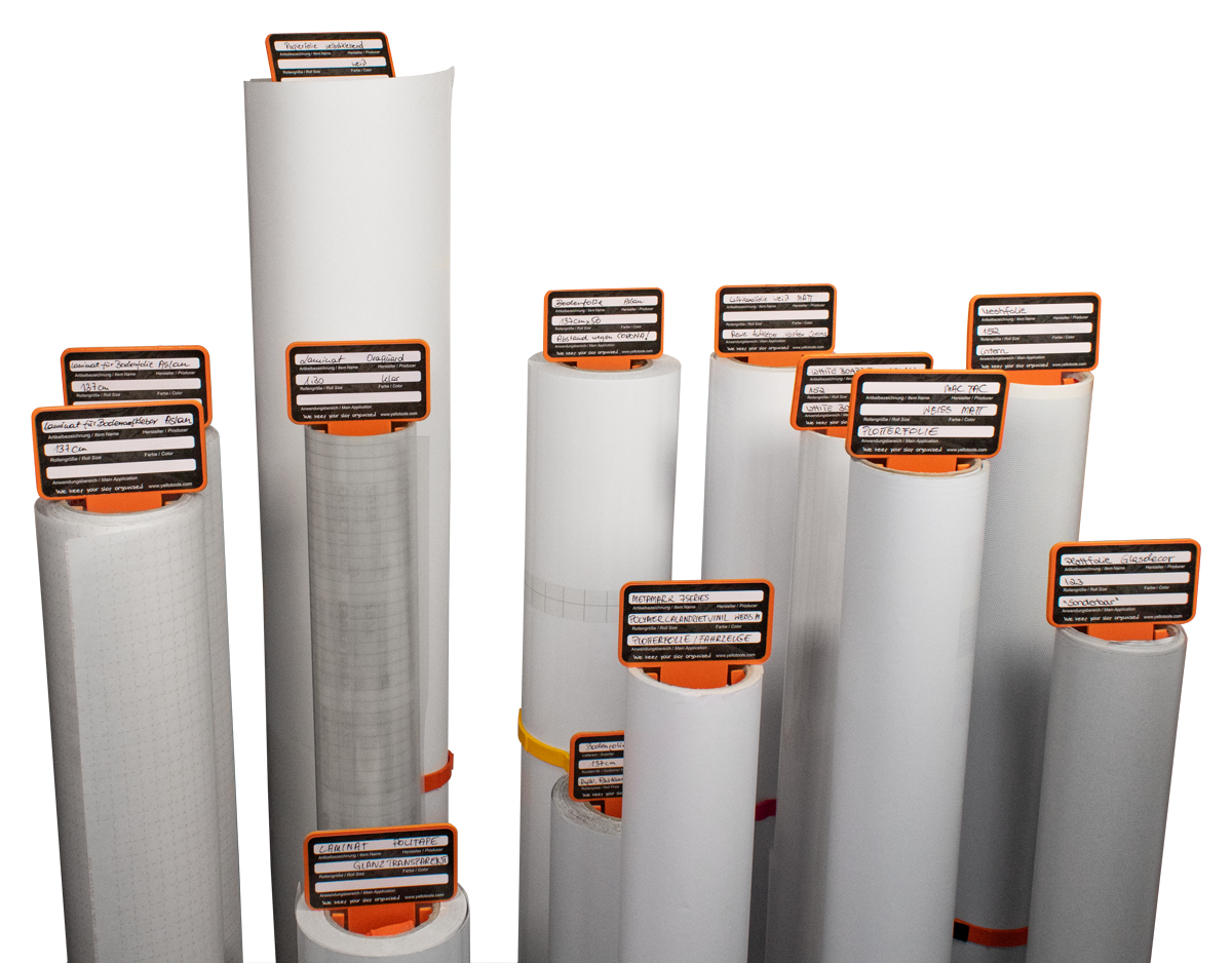 Products for organizing roll media storage